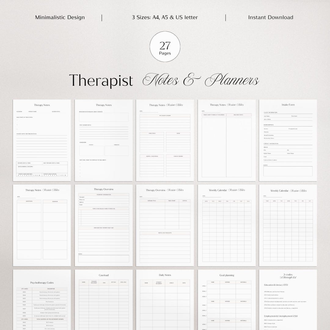 Therapist Planner | Therapy Session | Therapy Notes | Therapist ...