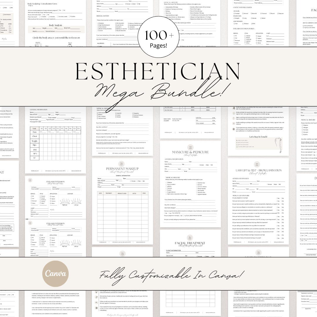 Esthetician Forms Bundle | Esthetician Consent Forms | Esthetician ...