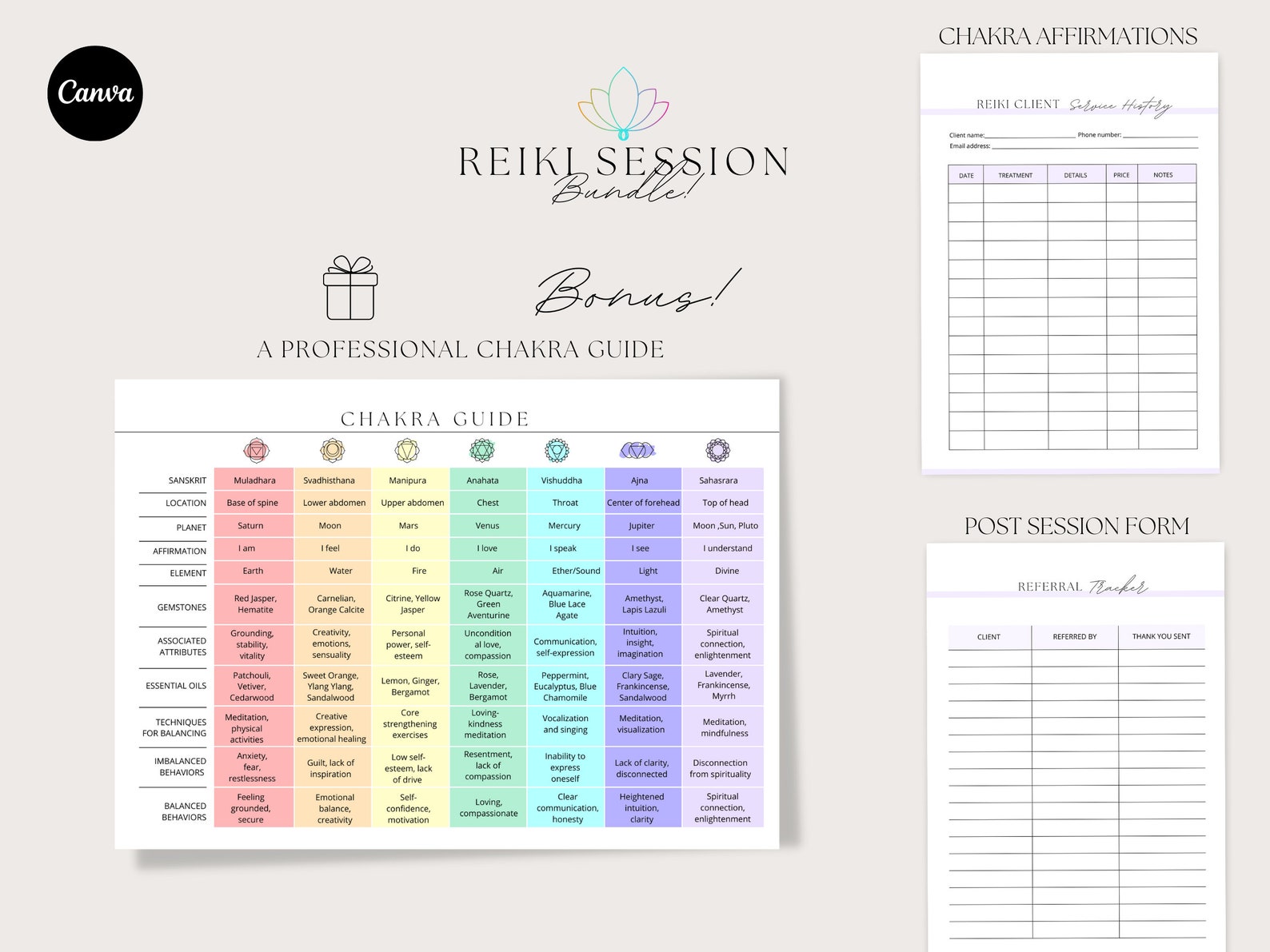 Professional Reiki Session Form Bundle, Reiki Intake Form, Distant ...