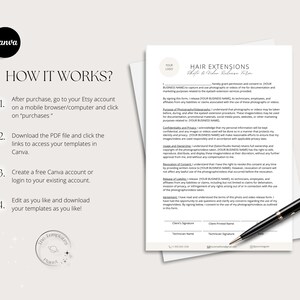 Editable Hair Extensions Contract,hair Extensions Consultation Form,hair Extensions After Care ...