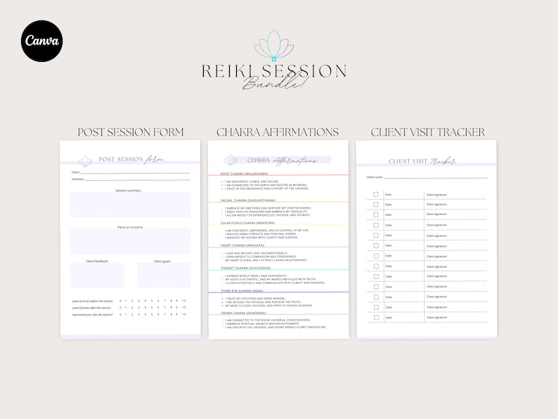 Professional Reiki Session Form Bundle, Reiki Intake Form, Distant ...