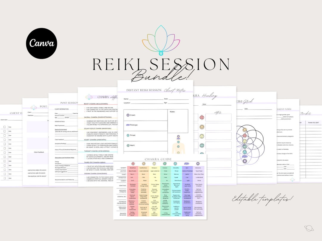 Professional Reiki Session Form Bundle, Reiki Intake Form, Distant ...