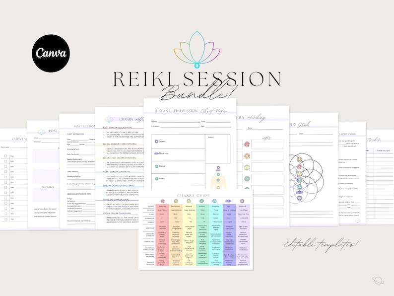 Professional Reiki Session Form Bundle, Reiki Intake Form, Distant ...