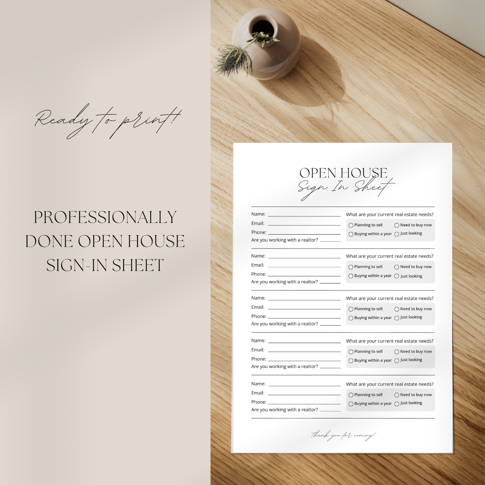 Open House Sign in Sheet Editable Template | Real Estate Marketing ...