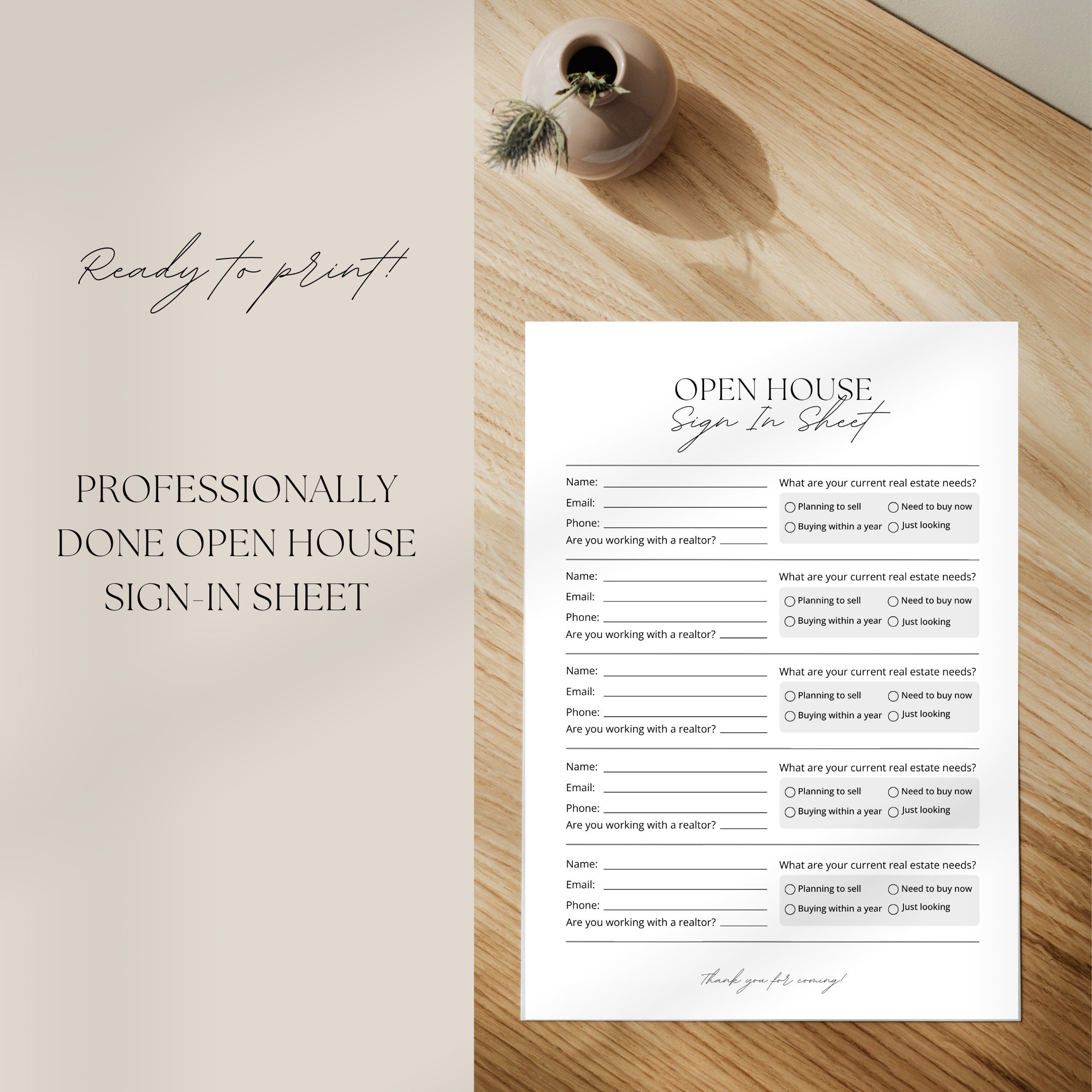 Open House Sign in Sheet Editable Template | Real Estate Marketing ...