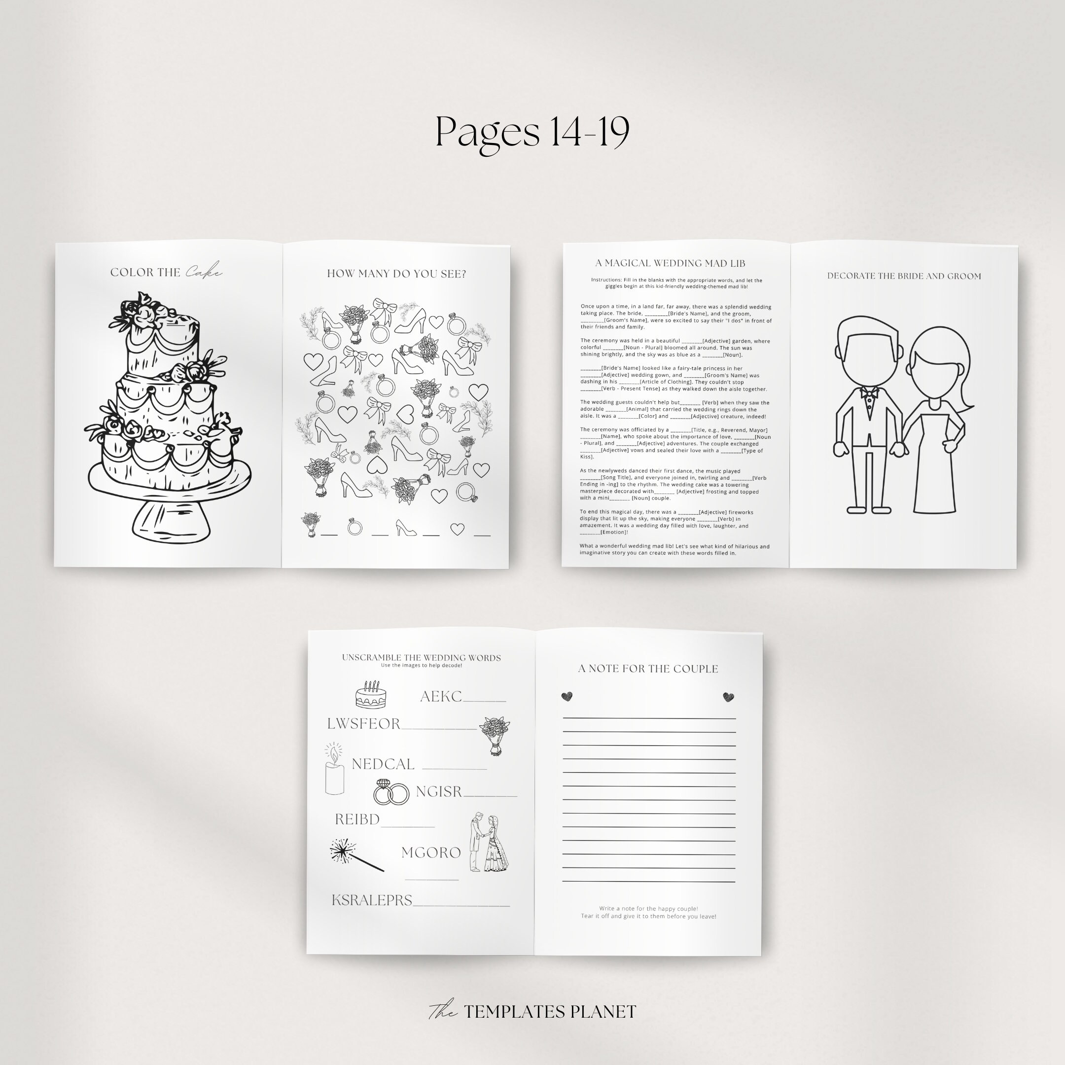 Wedding Coloring Book Template Wedding Activity Book for - Etsy