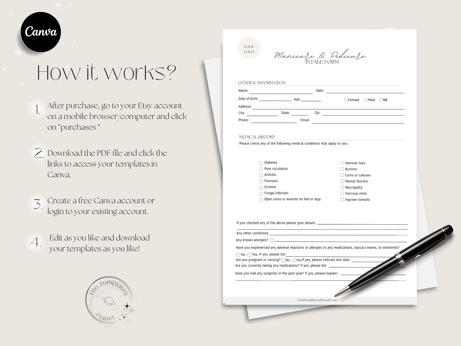 Nail Technician Forms Bundle Editable Templates, Esthetician Forms ...