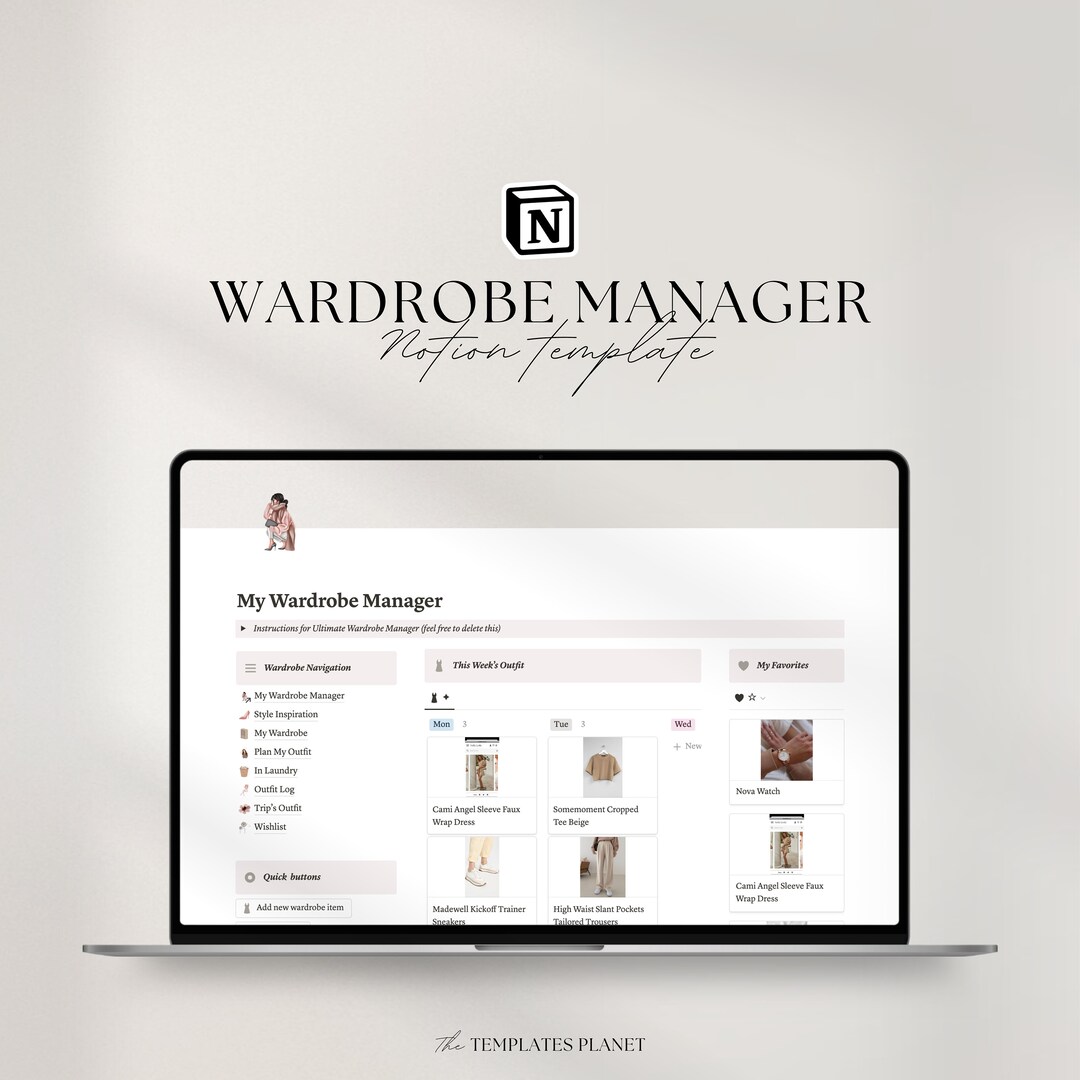 Notion Template Wardrobe Manager, Notion Outfit Planner, Notion ...