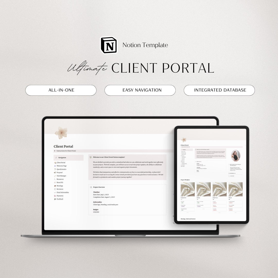 Notion Template Client Portal Project Management Notion Client Tracker ...