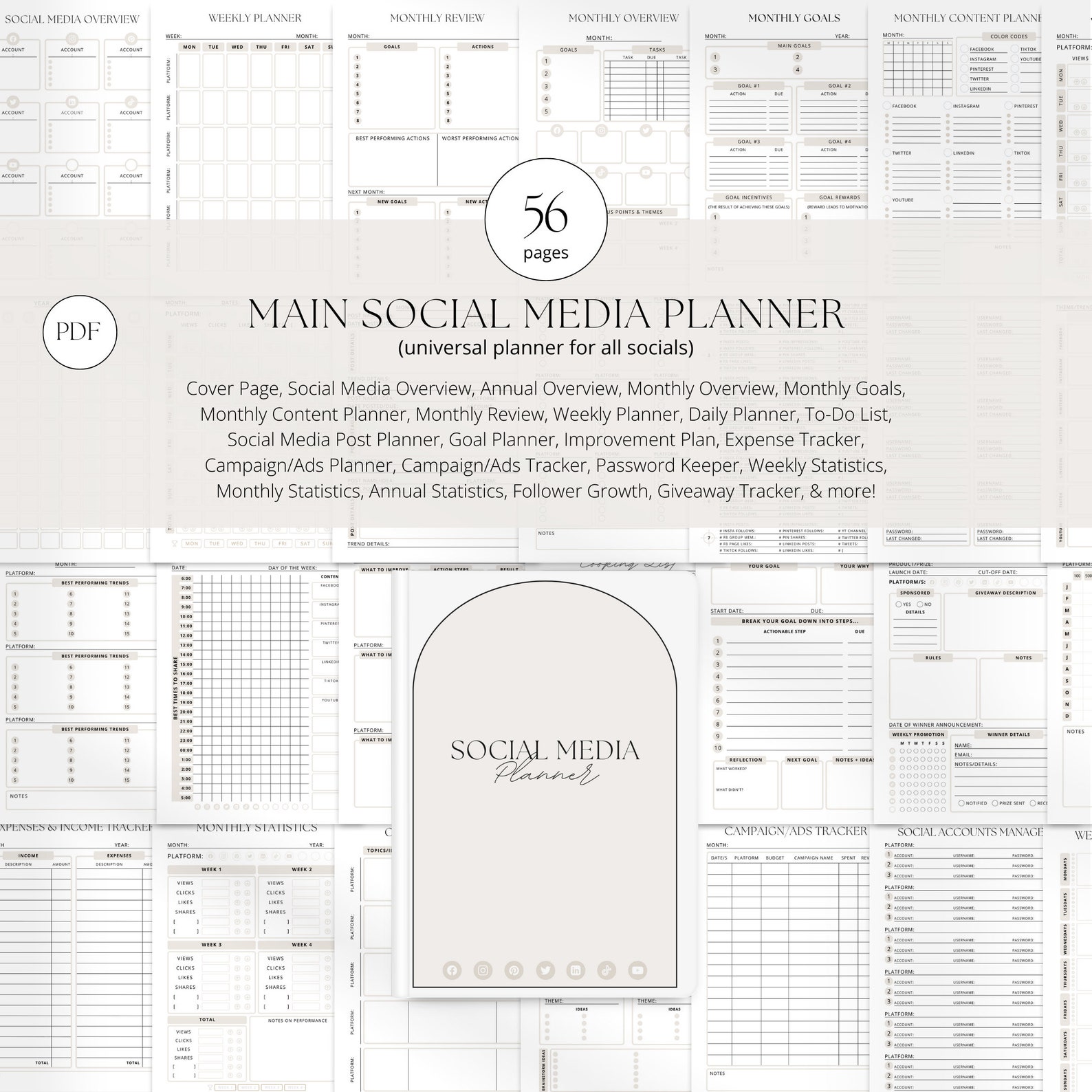 Social Media Planner Kit | Marketing Planner | Content Planner ...