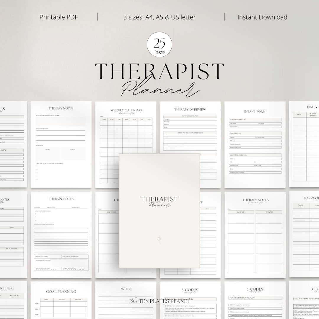 Therapist Planner, Therapist Worksheet, Notebook, Counseling Notes ...