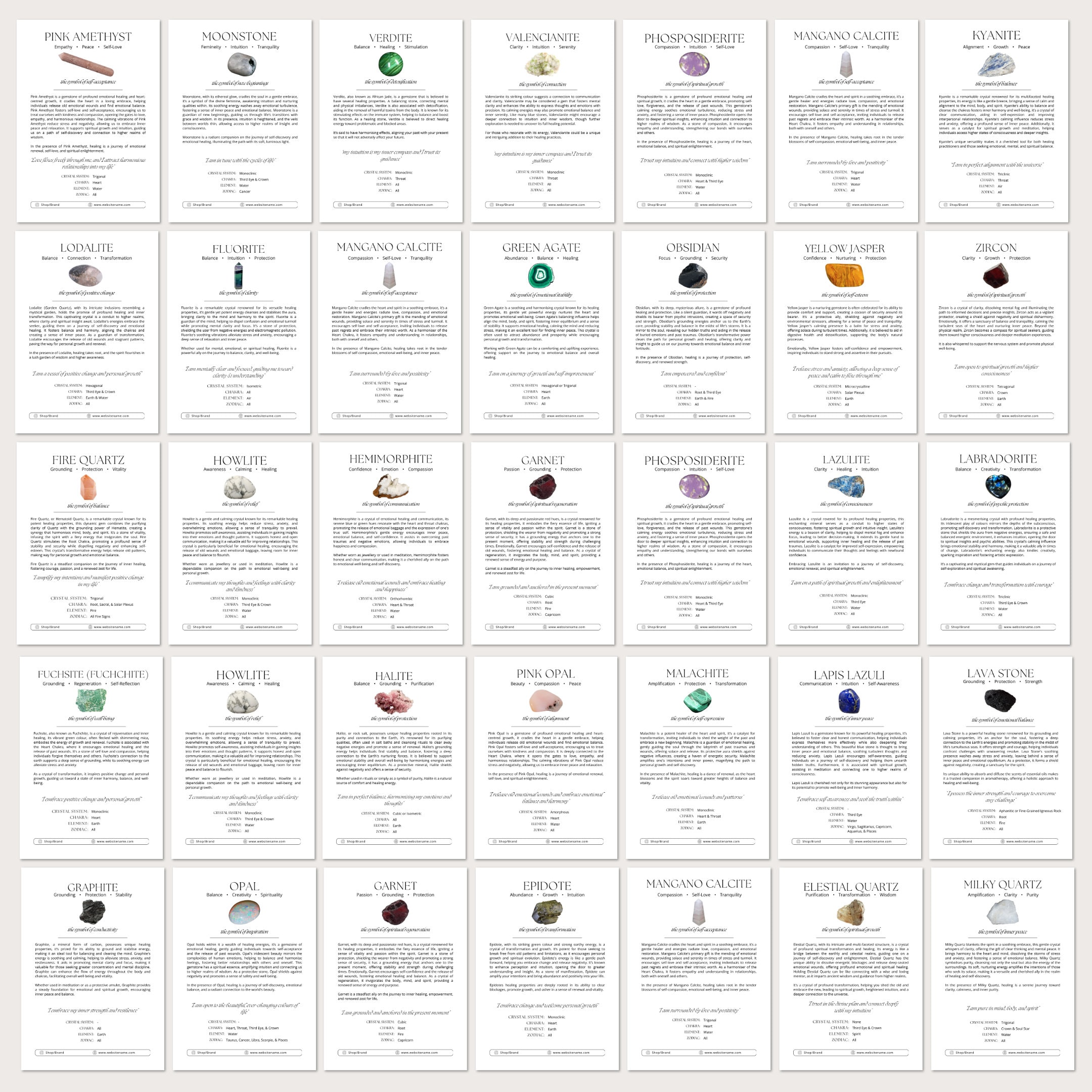 Editable Crystal Meaning Cards, Printable Gemstone Meaning Cards ...