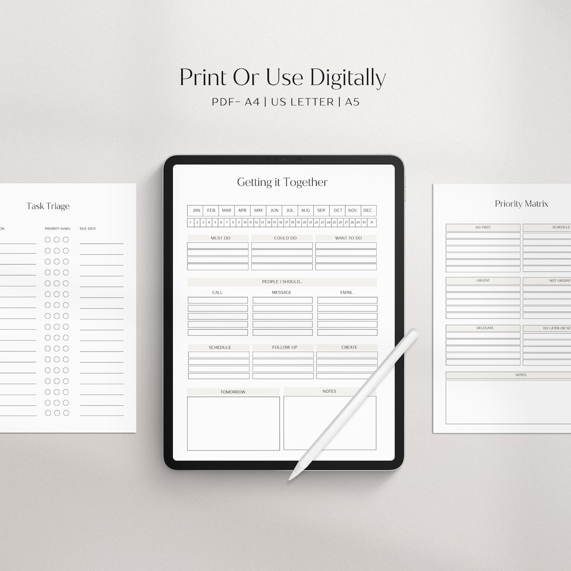 Brain Dump | ADHD Daily Planner | Productivity | Priority Matrix ...