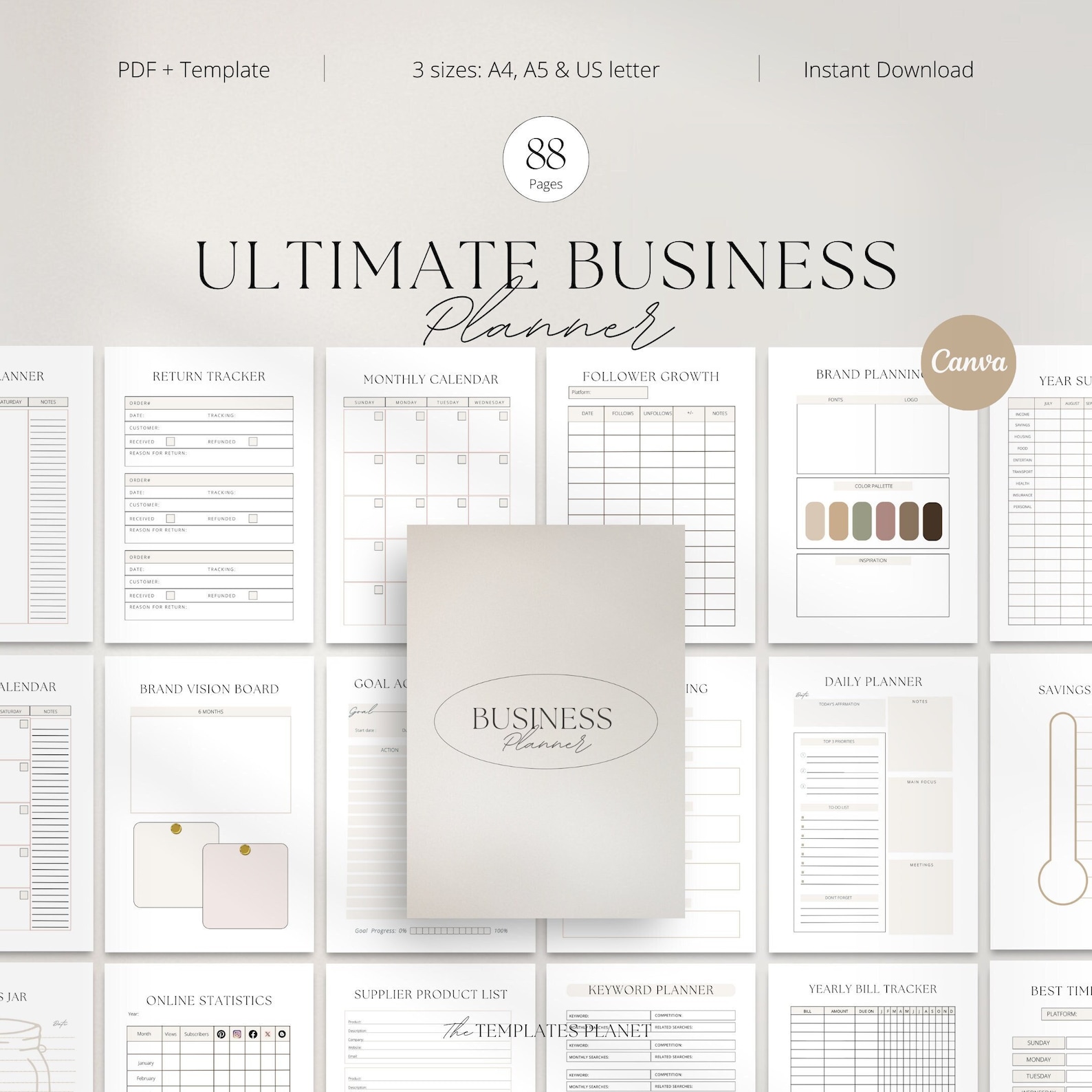 Business Planner Bundle: Editable, Small Business Planner, Content ...