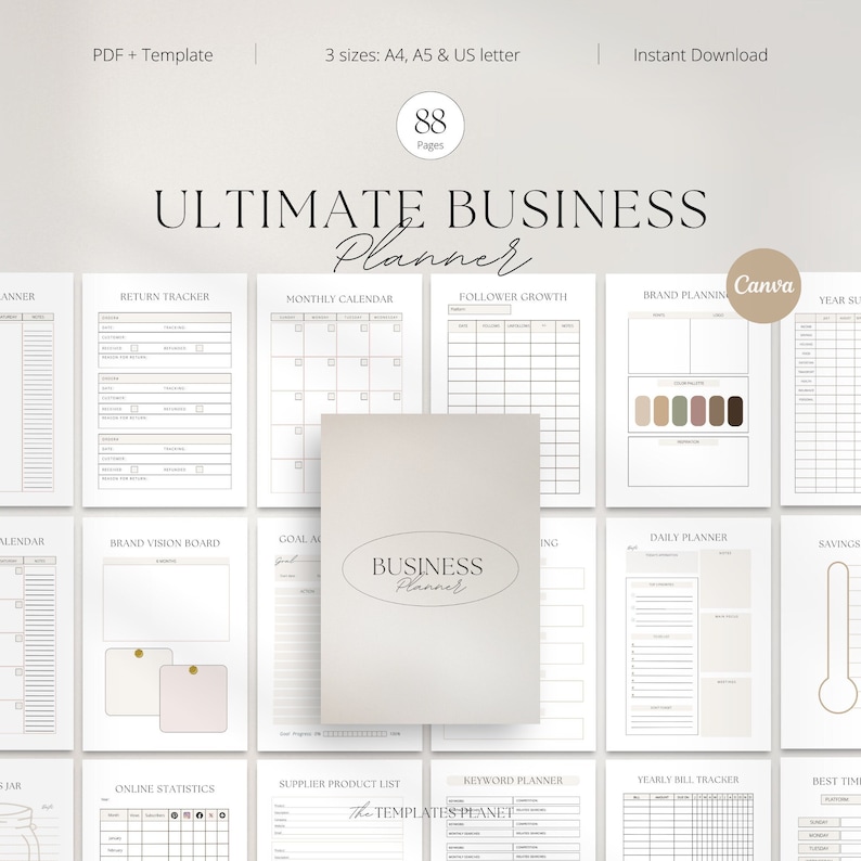 Business Planner Bundle: Editable, Small Business Planner, Content ...