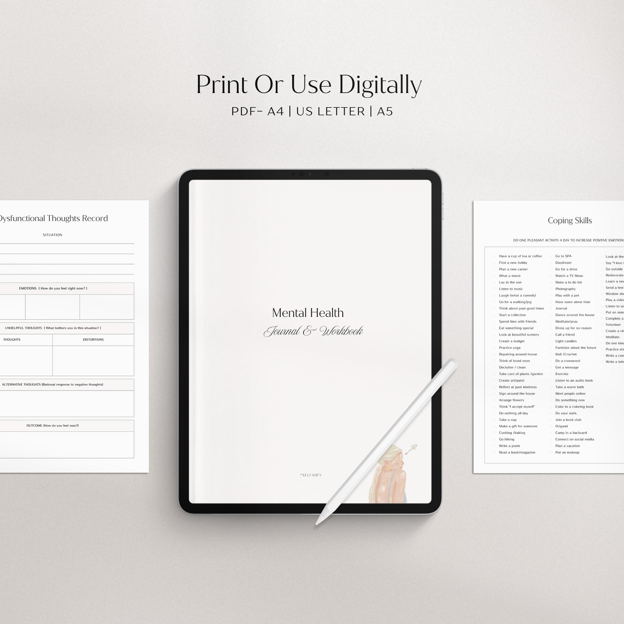 Mental Health Journal Workbook | Anxiety Journal | Mood Tracker ...