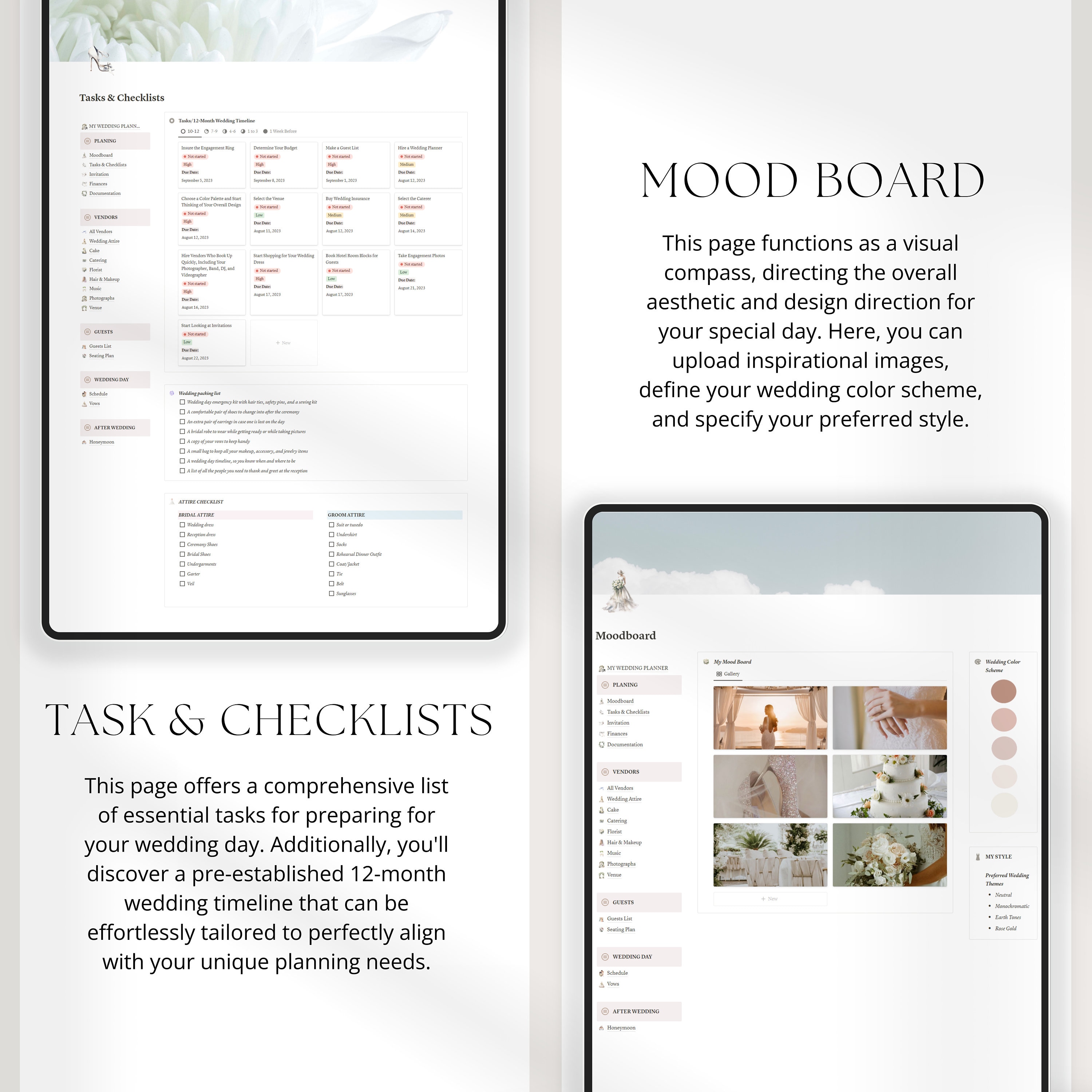 Wedding Planner Notion Template, Notion Wedding Timeline Calendar ...