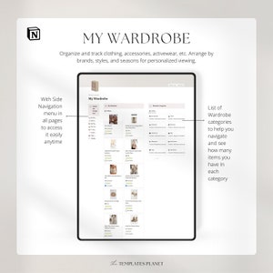 Notion Template Wardrobe Manager, Notion Outfit Planner, Notion ...