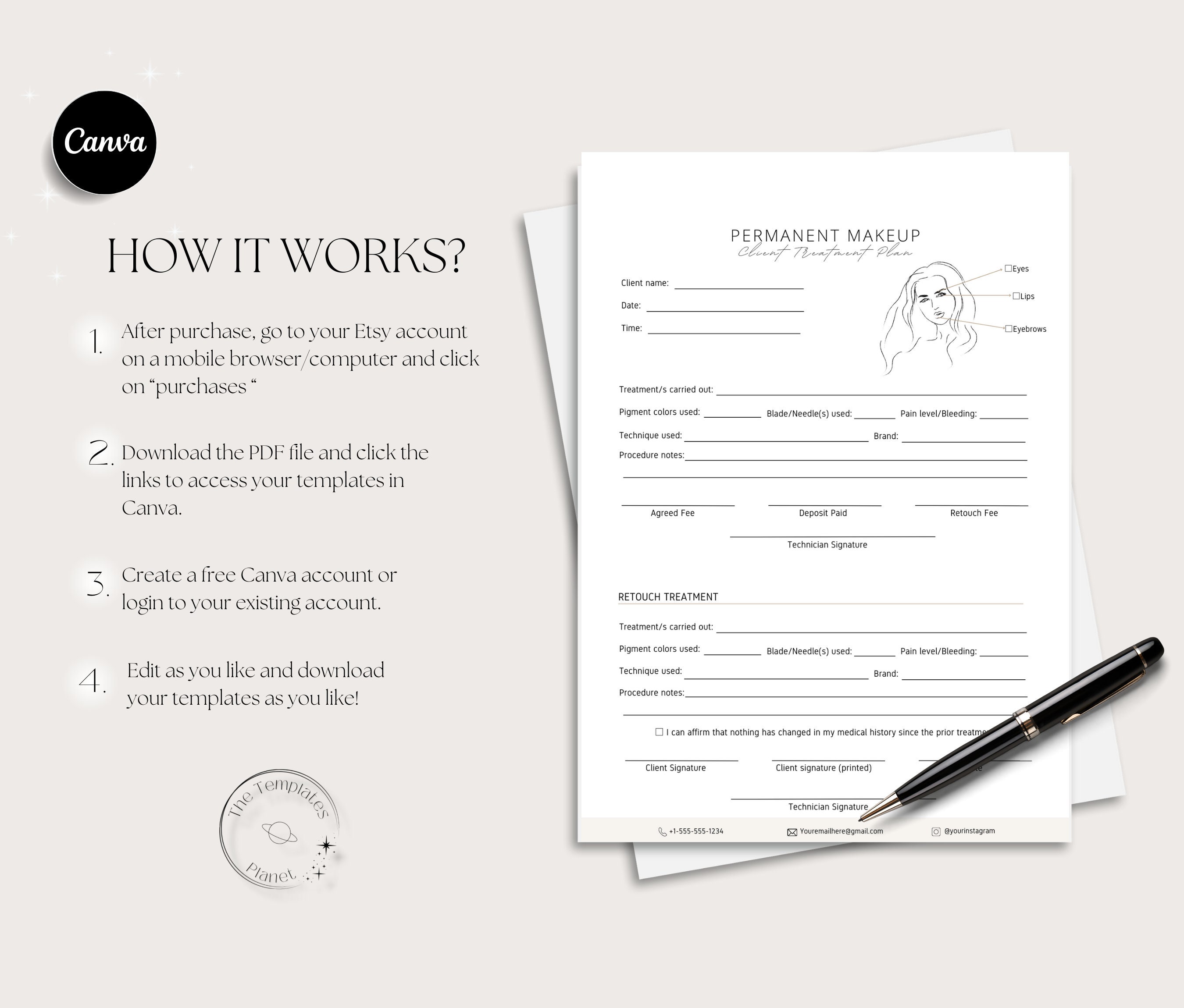 Permanent Makeup Forms Editable Templates, PMU Consent Form,esthetician ...