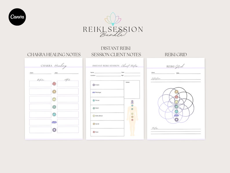 Professional Reiki Session Form Bundle, Reiki Intake Form, Distant ...