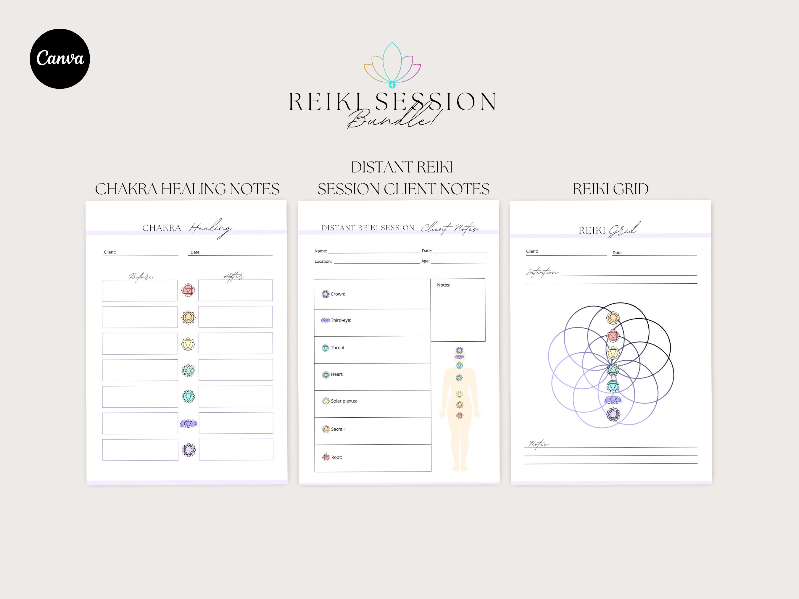 Professional Reiki Session Form Bundle, Reiki Intake Form, Distant ...
