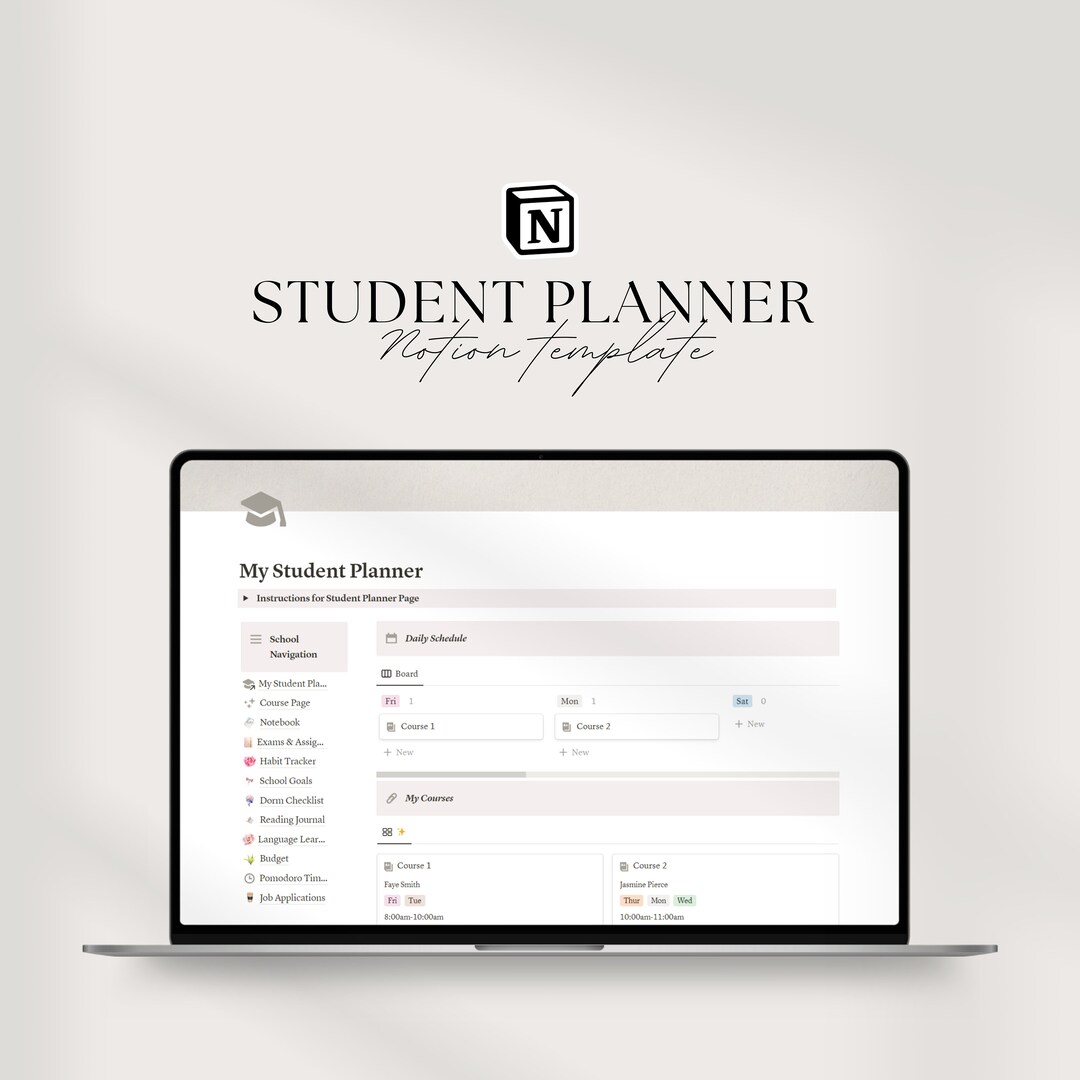 Notion Template Student Planner, Academic Planner, Notion Dashboard ...