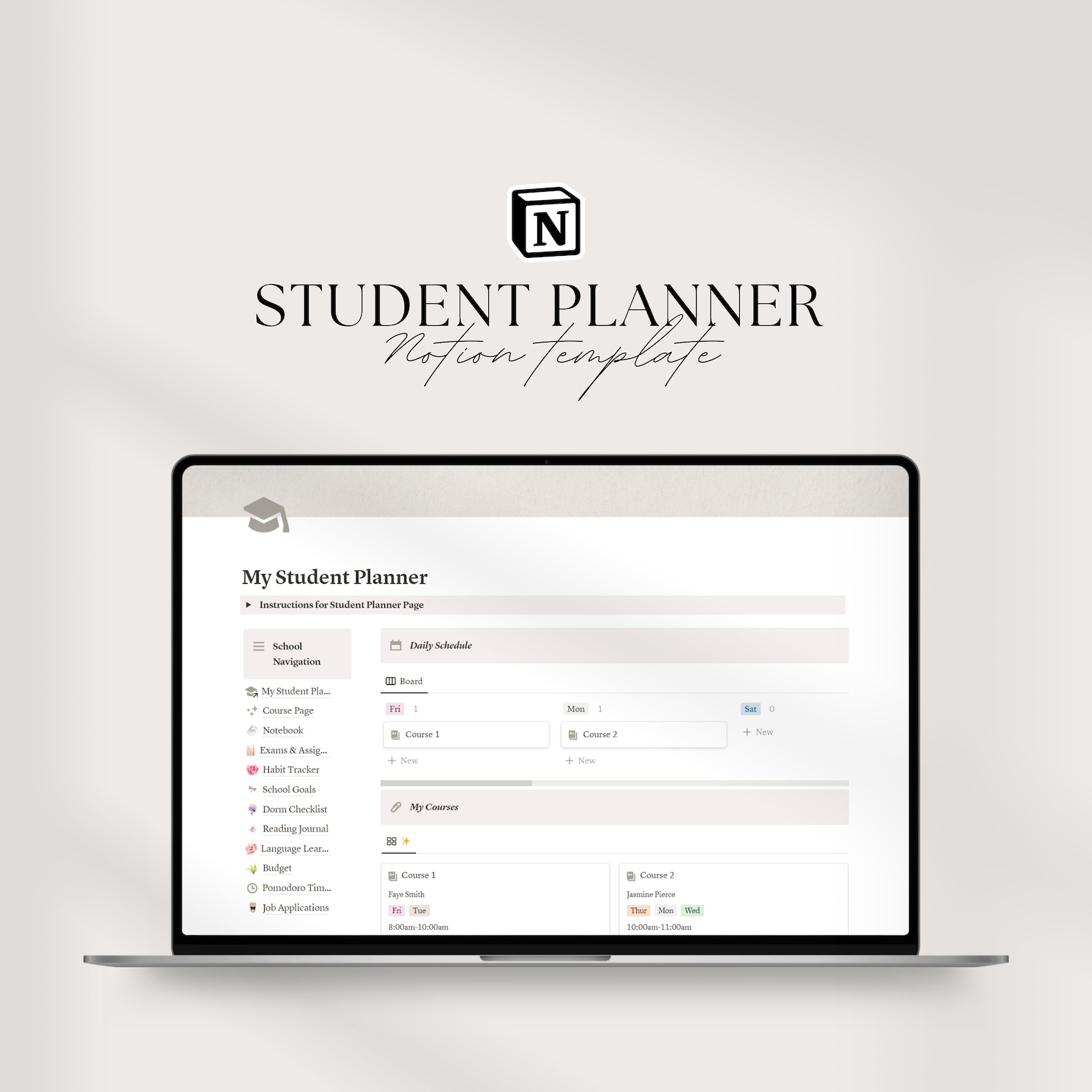 Notion Template Student Planner, Academic Planner, Notion Dashboard ...