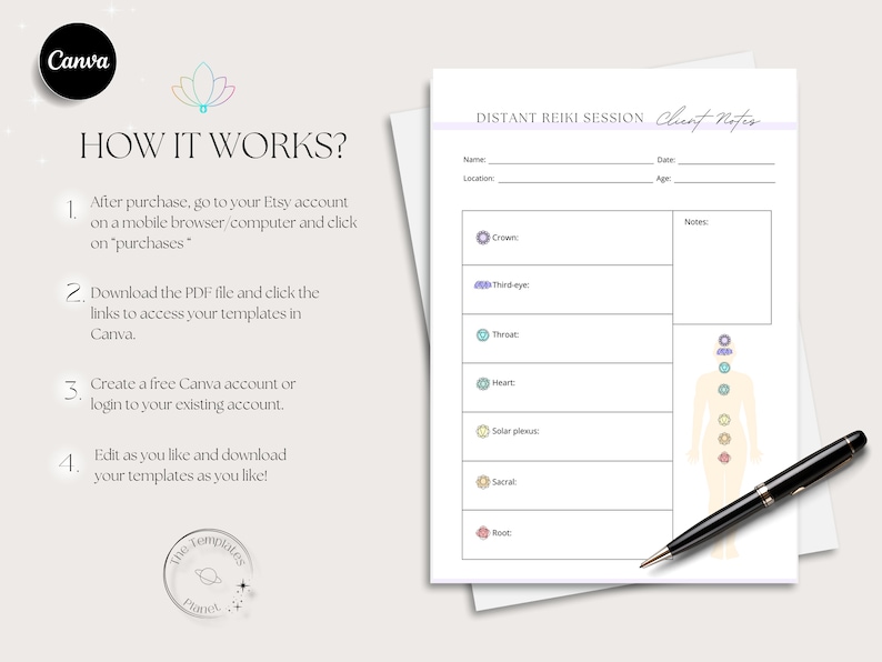 Professional Reiki Session Form Bundle, Reiki Intake Form, Distant ...