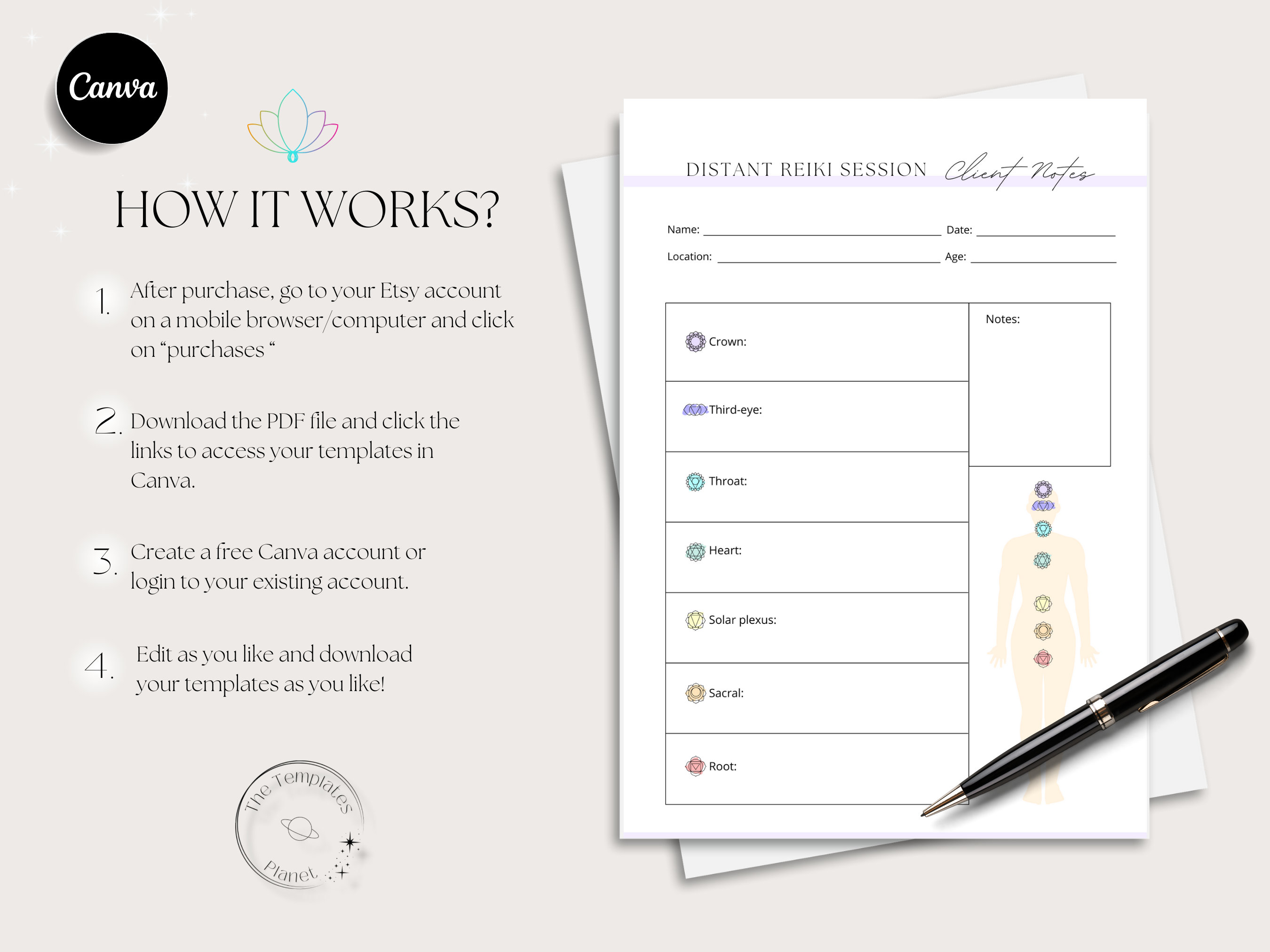 Professional Reiki Session Form Bundle, Reiki Intake Form, Distant ...