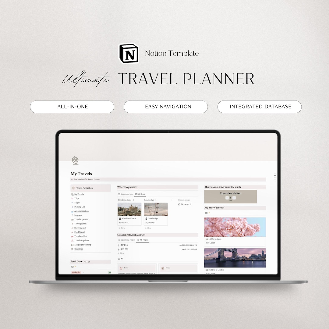Notion Template Travel Planner Notion Planner Travel Journal Travel ...