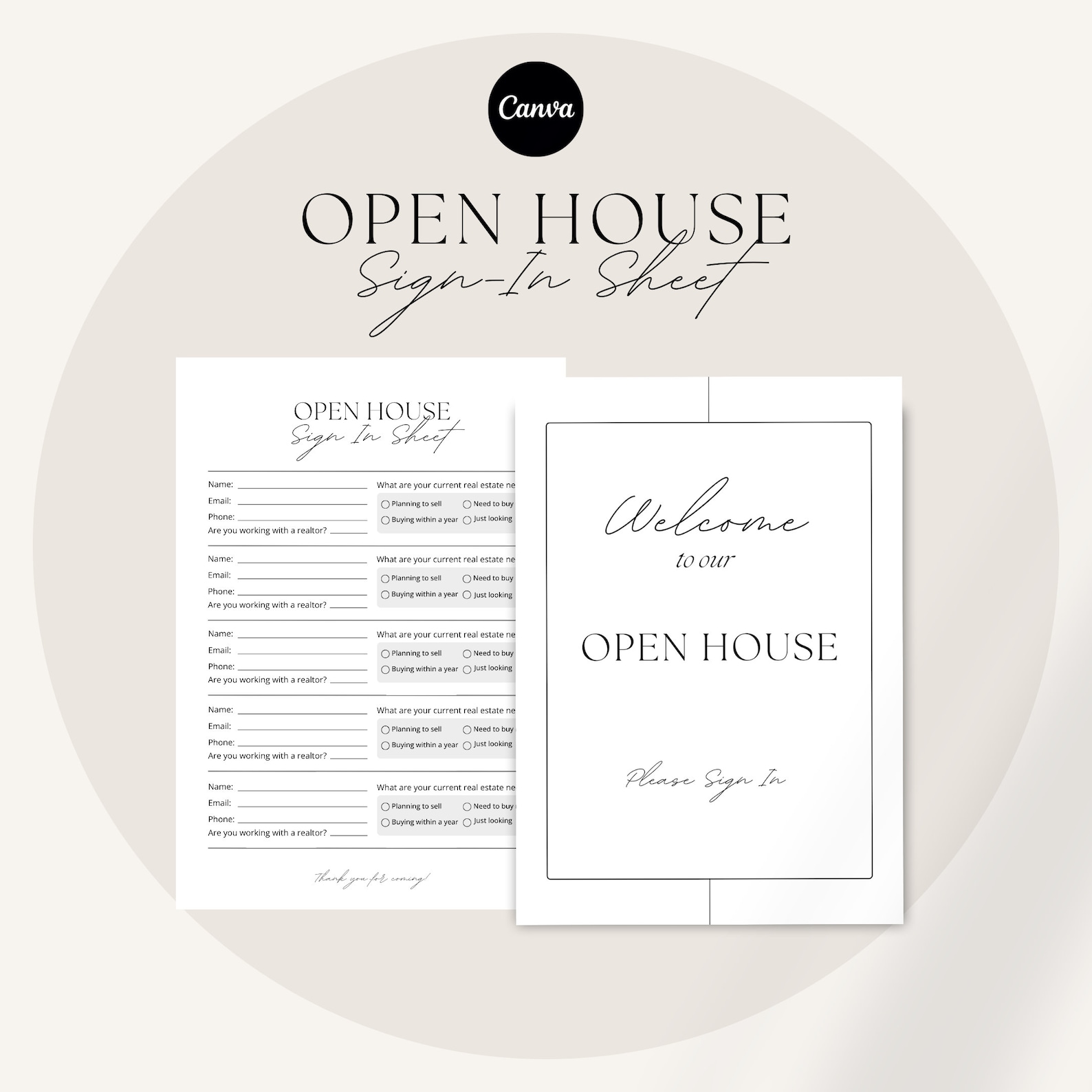Open House Sign in Sheet Editable Template | Real Estate Marketing ...