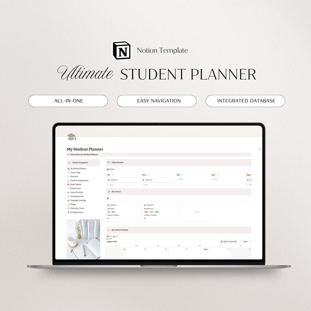 Notion Template Student Planner | Academic Planner | Notion Planner ...