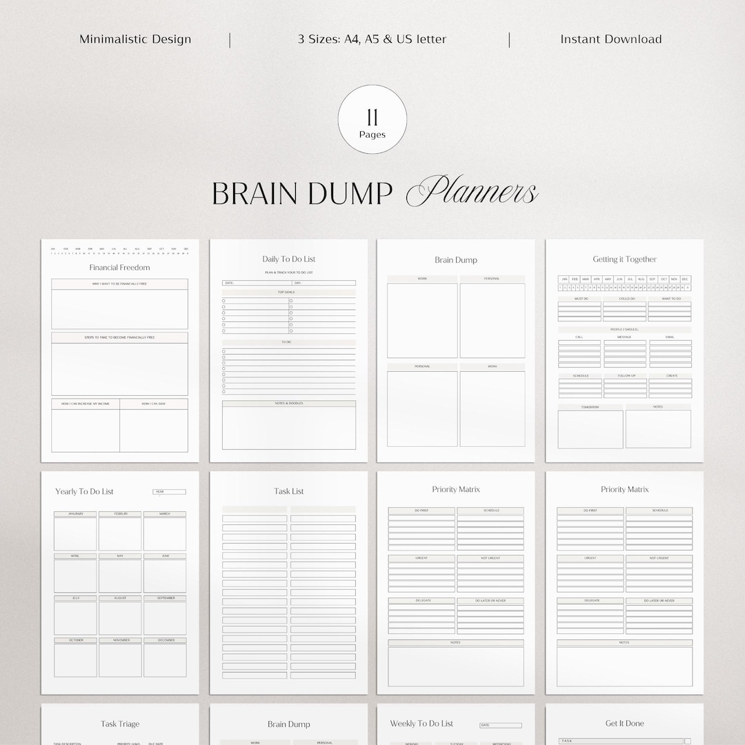 Brain Dump | ADHD Daily Planner | Productivity | Priority Matrix ...