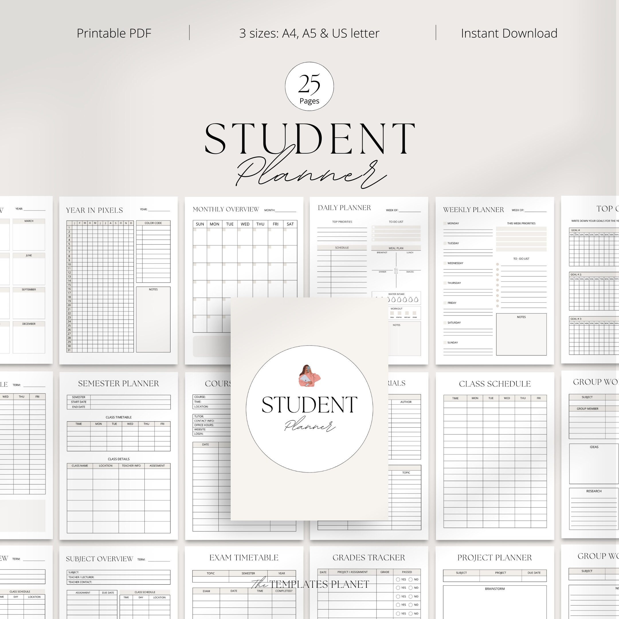 Student Planner, Academic Planner, College Planner, Productivity ...
