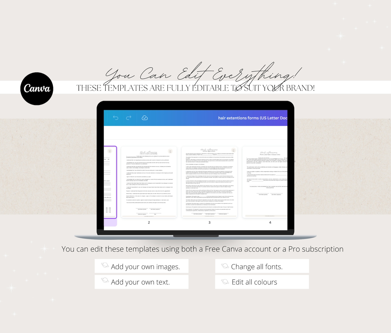 Editable Hair Extensions Contract,hair Extensions Consultation Form ...