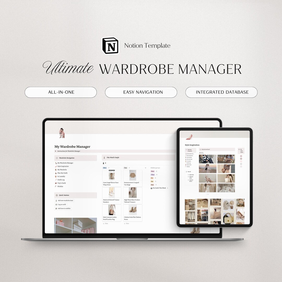 Notion Template Wardrobe Manager | Notion Outfit Planner | Notion ...