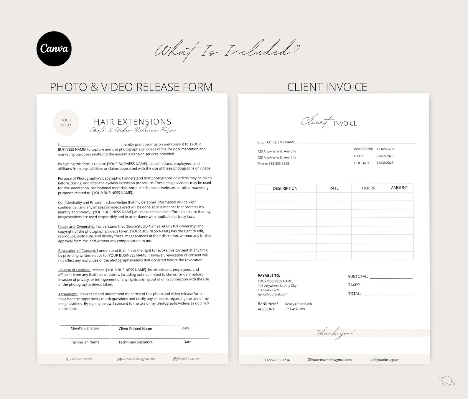 Editable Hair Extensions Contract,hair Extensions Consultation Form ...