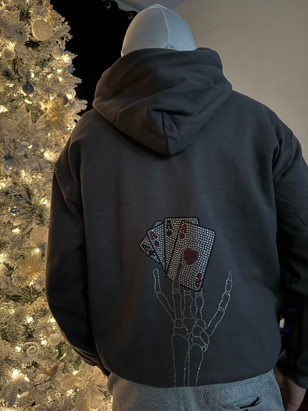 Rhinestones Skeleton Cross Zip up Hoodie - Etsy