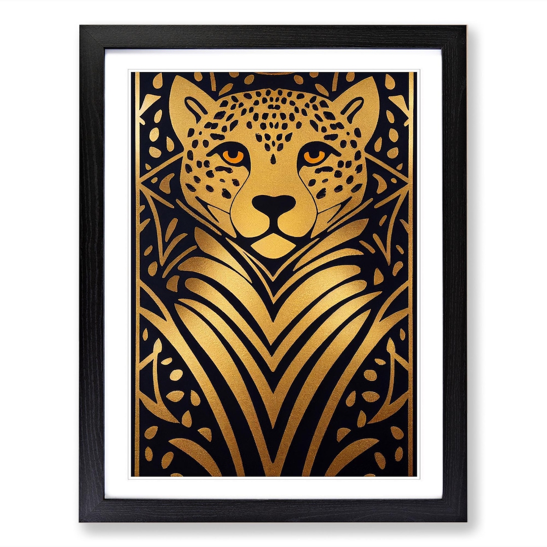 Cheetah Print Wall Art: Gold Leaf Accent, Modern Wildlife Decor ...