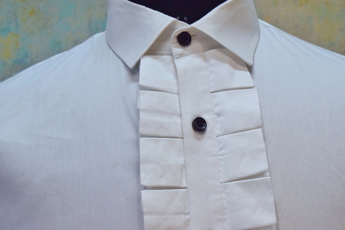 White Ruffle Tuxedo Shirt - Etsy