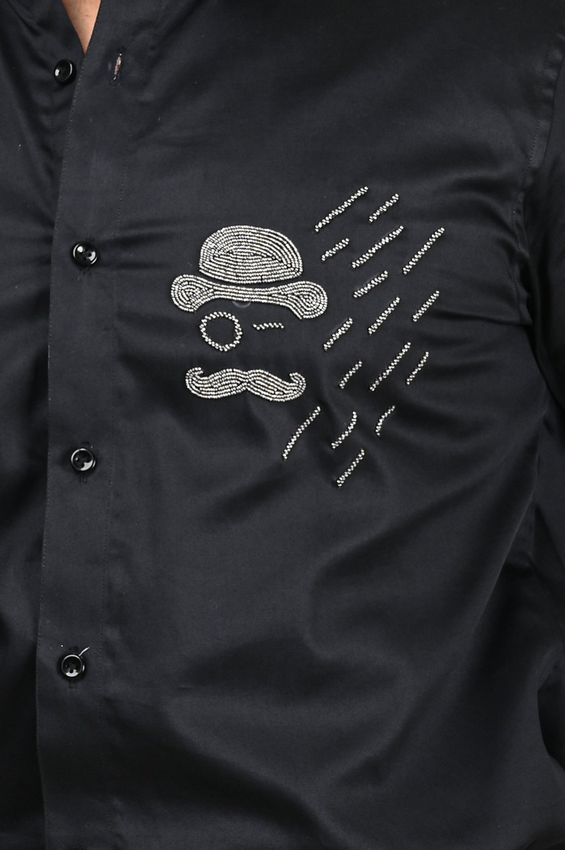 Designer Black Embroidered Cotton Work Shirt - Etsy