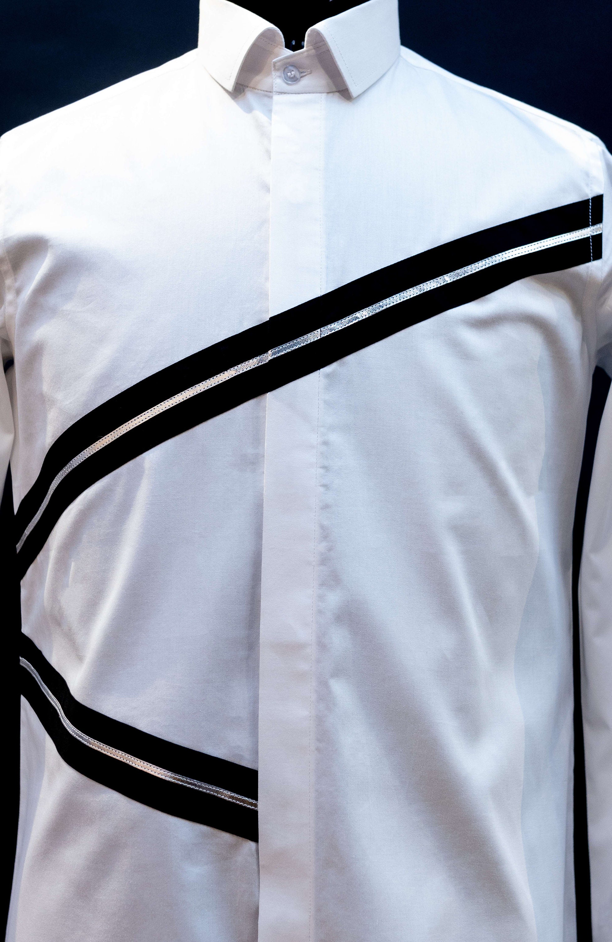 Black and White Single Stripe Tuxedo Shirt - Etsy