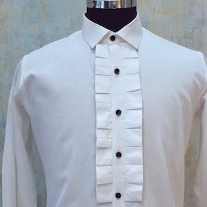 White Ruffle Tuxedo Shirt - Etsy