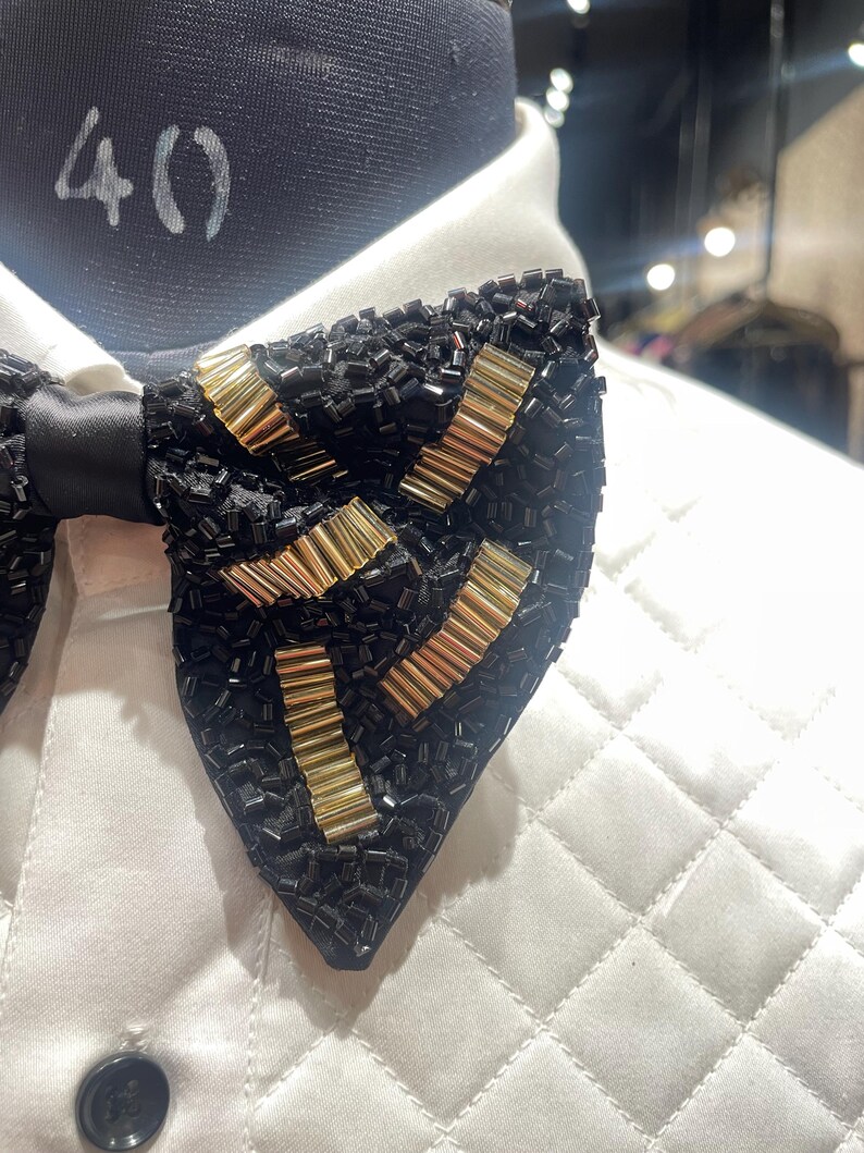 Luxury Black & Gold Beaded Bow Tie for Men | Designer Handmade Tuxedo ...