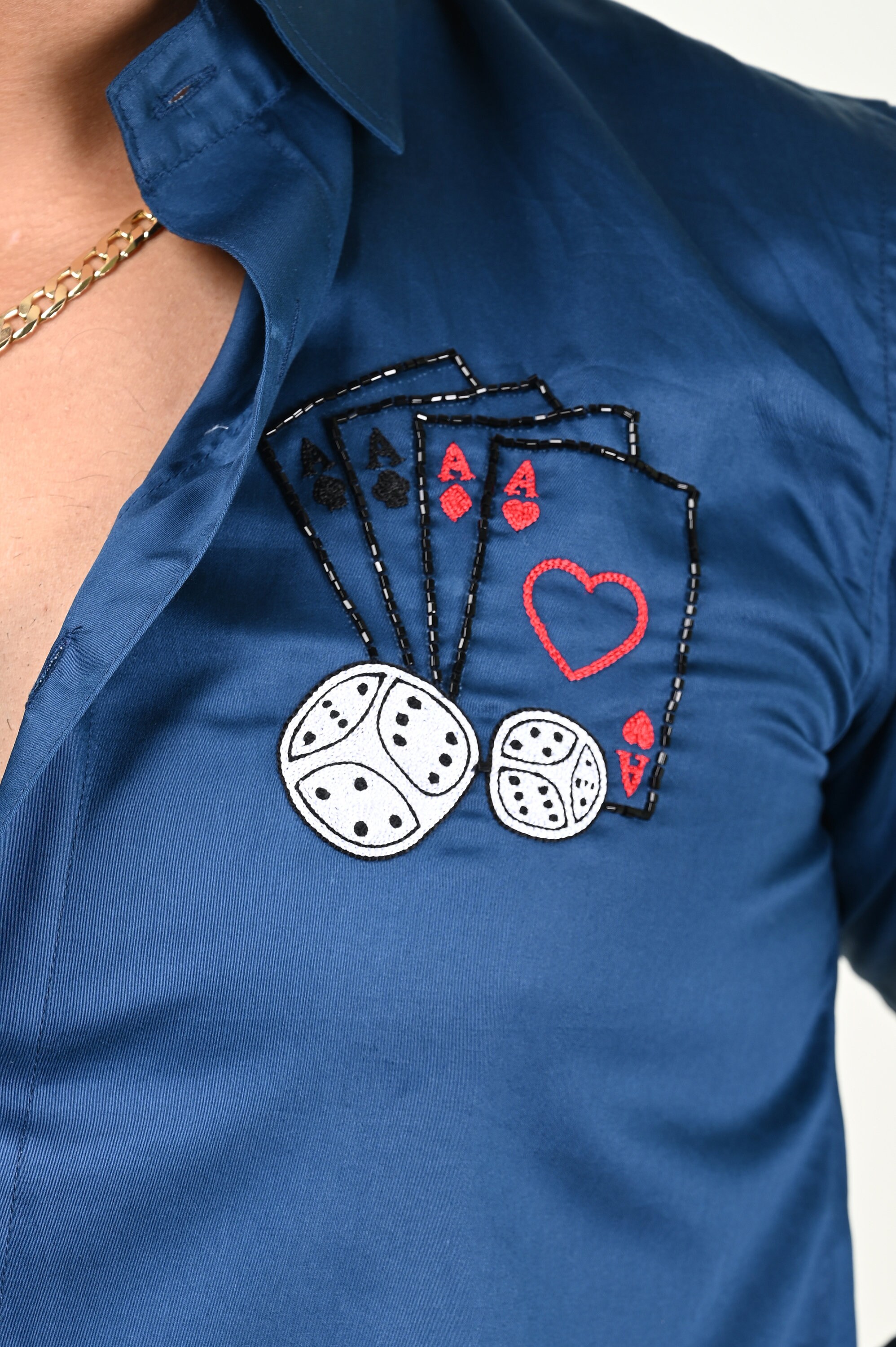 Navy Blue Playing Card Pattern Casino Style Tuxedo Shirt - Etsy