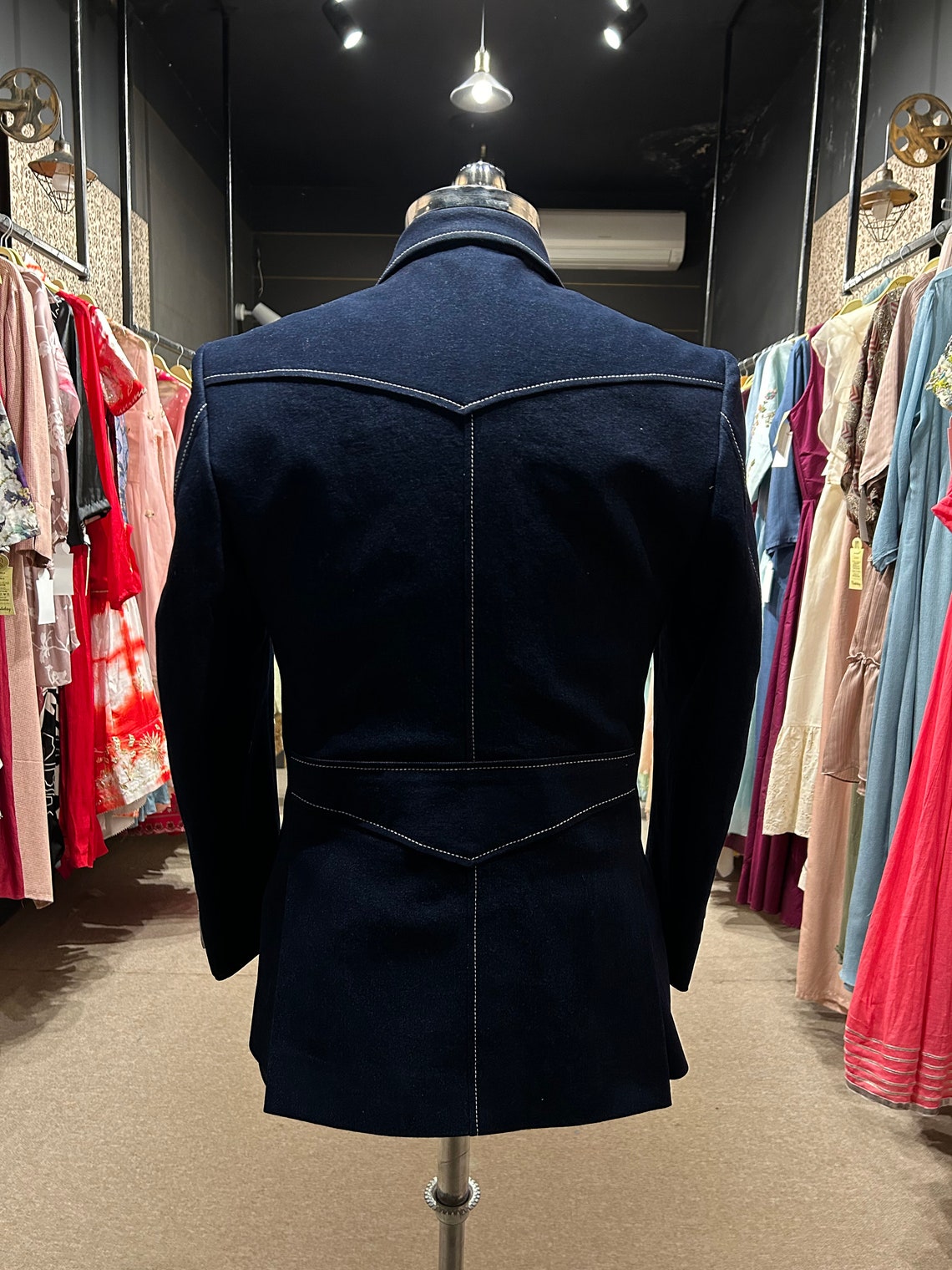 Blue Denim Hand Embroidered Blazer for Men - Etsy