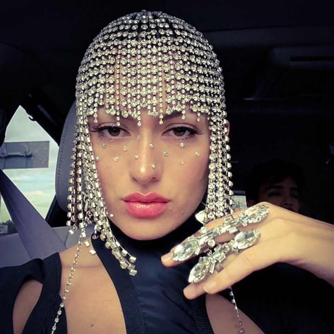 Luxury Crystal Long Tassel, Rhinestone Long Fringed Crystal Hair Chain ...