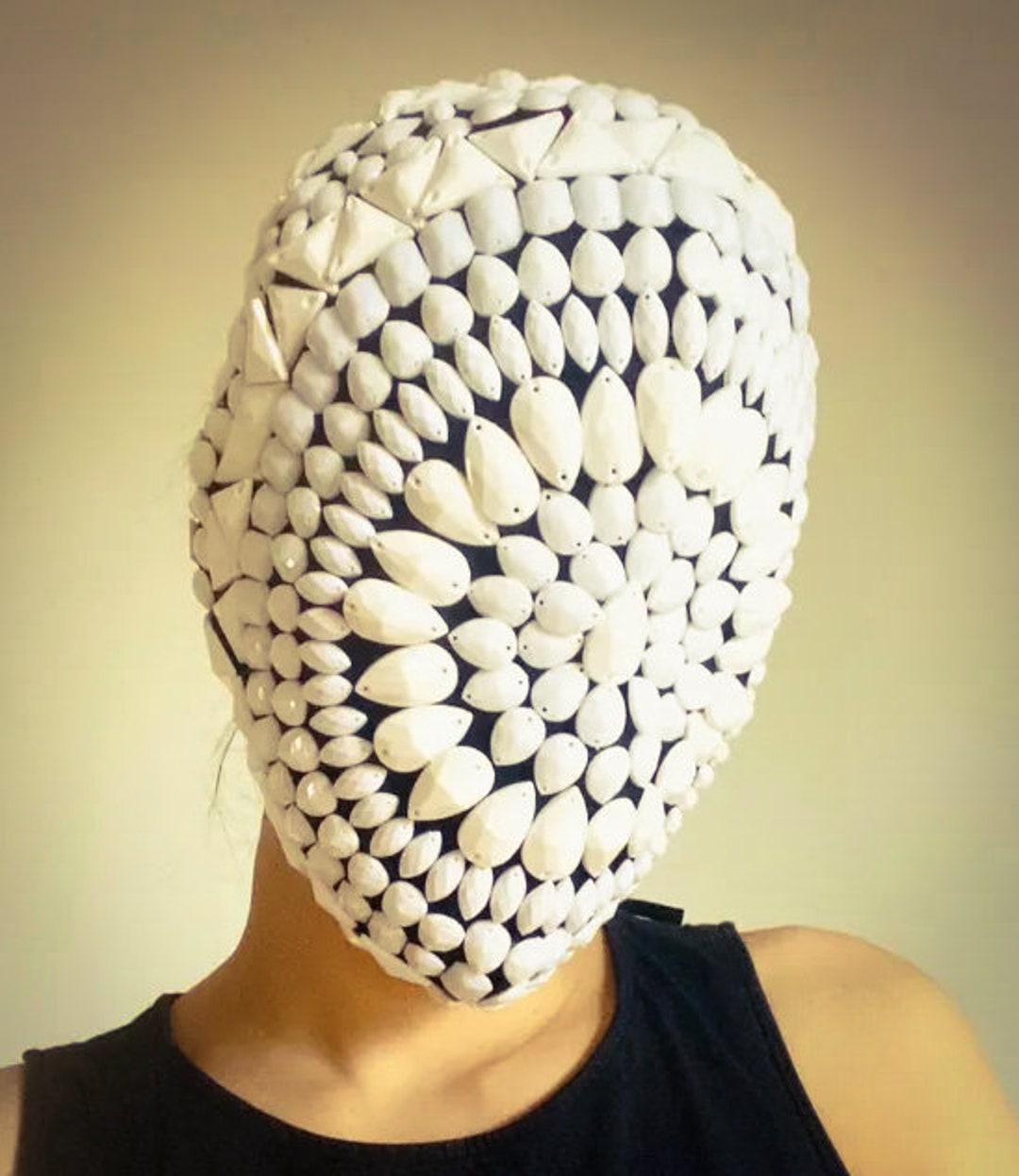 Famous Rapper Mask Covered in White Jewels Pieces Full Face Mask Full ...