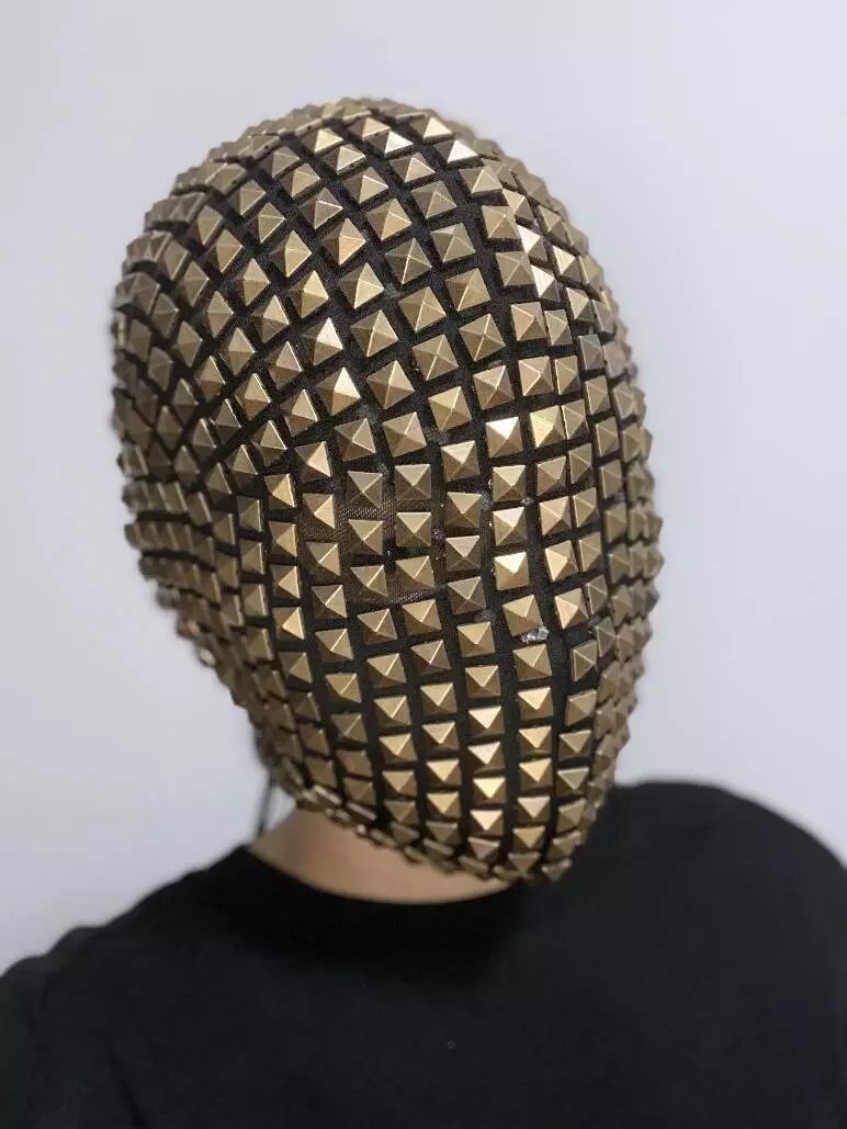 Mad World Studded Gold Spike Full Face Mask Full Coverage Haute Couture ...