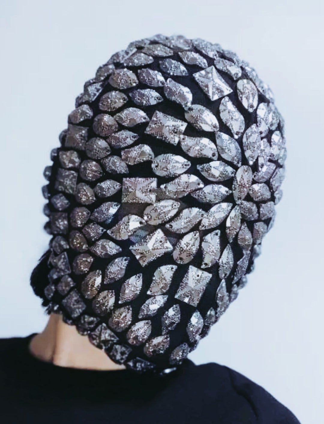 Famous Rapper Mask Night Mask Covered in Silver Jewel Pieces Full Face ...